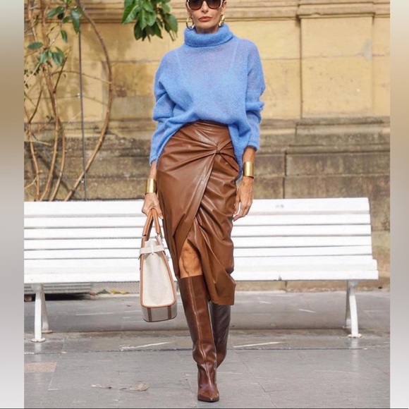 Zara | Skirts | Zara Faux Leather Pareo Knot Skirt | Poshmark